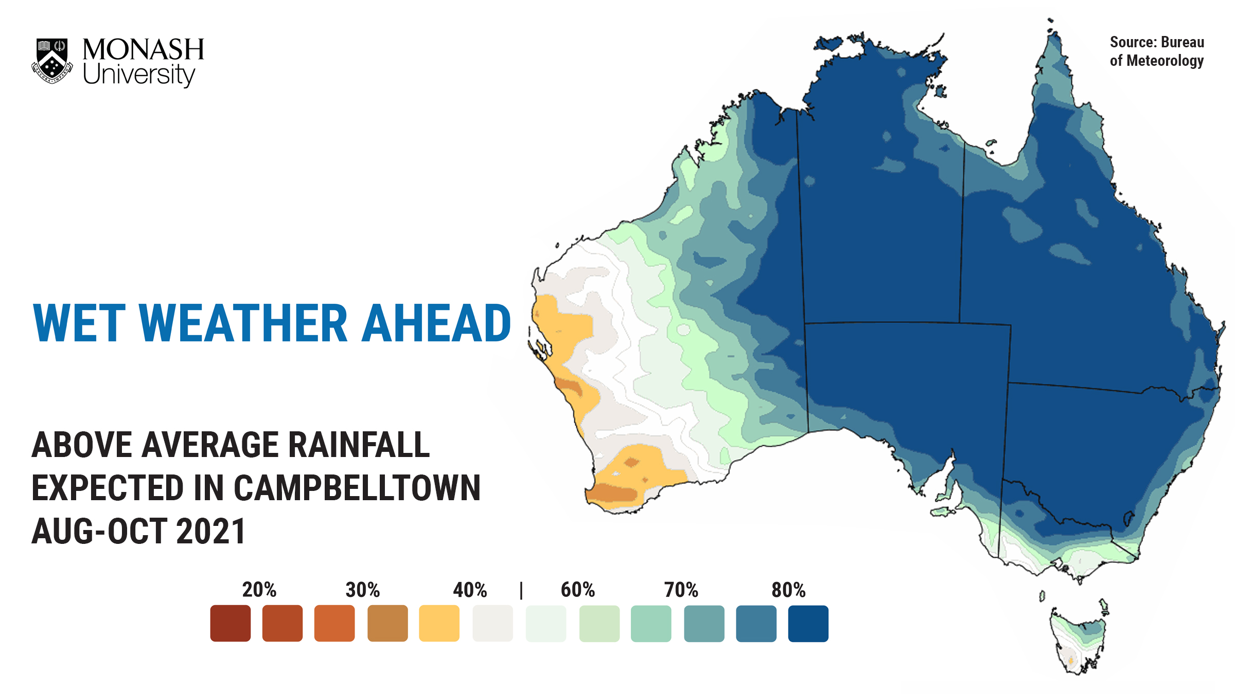 Wetter-than-normal weather expected for Campbelltown, as Bureau of ...